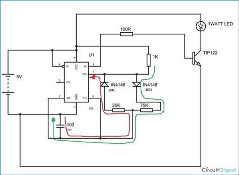 pwm led dimmer circuit diagram using ic 555 timer