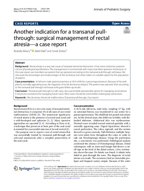 Pdf Another Indication For A Transanal Pull Through Surgical