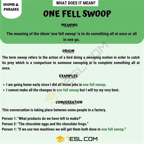 One Fell Swoop What Is The Meaning Of This Idiomatic Expression