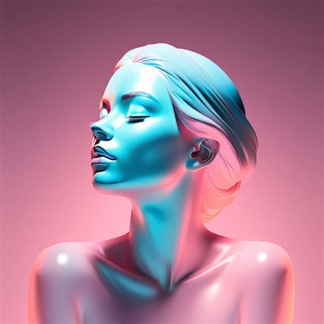 Premium Vector Woman With Neon Glowing Lights 3d Rendering Woman With