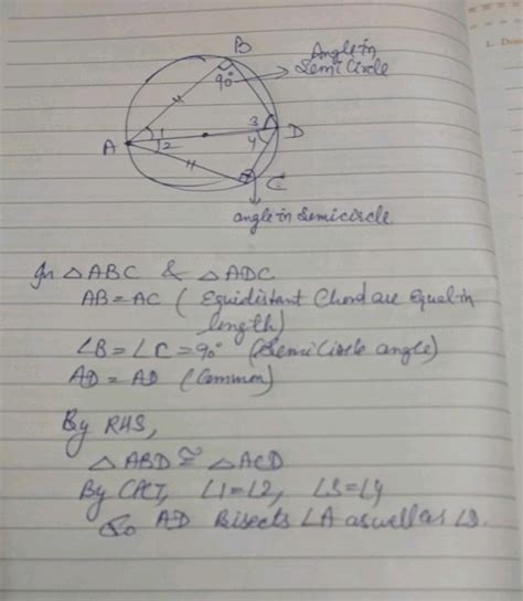 In A Circle With Centre O Diameter Ad And Diameter Bc Are Given Prove
