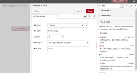 publishing mqtt topics to hass io node red blueiris