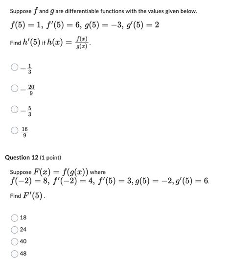 Solved Suppose F And G Are Differentiable Functions With The