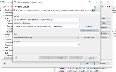 java the tomcat installation directory is not valid it is missing