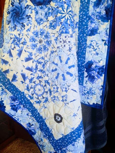 Blue Fleur Kaleidoscope Within Quilt Kit Pre Cut Kaleidoscope Quilting