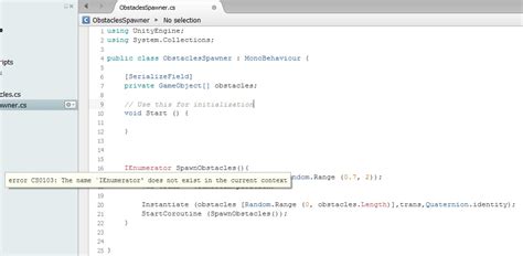 c error cs0103 the name ienumerator does not exist in the current