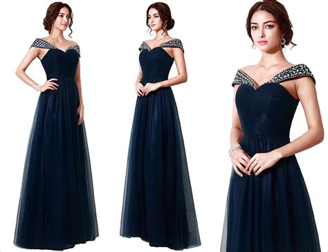 Womens Beaded Sleeveless V Neck Ruffled Tulle Bridesmaids Dresses