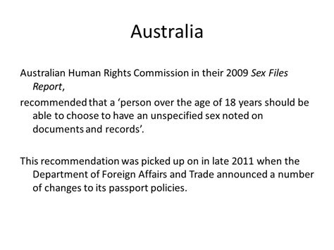 Australia Australian Human Rights Commission In Their 2009 Sex Files