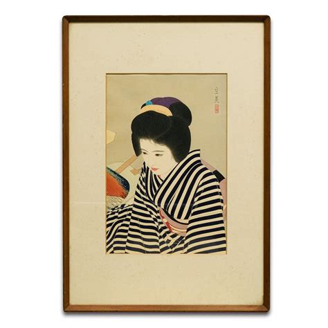 【傷や汚れあり】1円～おたからや X0260 志村立美 夏たけて 木版画 人物画 絵画 美術品 美人画巨匠 師 山川秀峰 挿絵画家として活躍