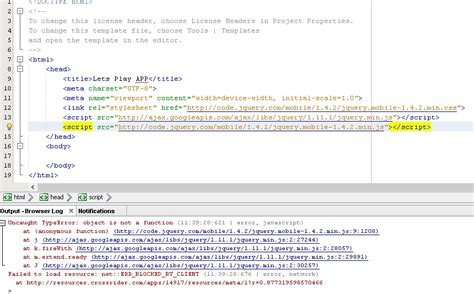 cant load jquery mobile js file to netbeans stack overflow
