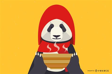 panda with soup bowl illustration design vector download