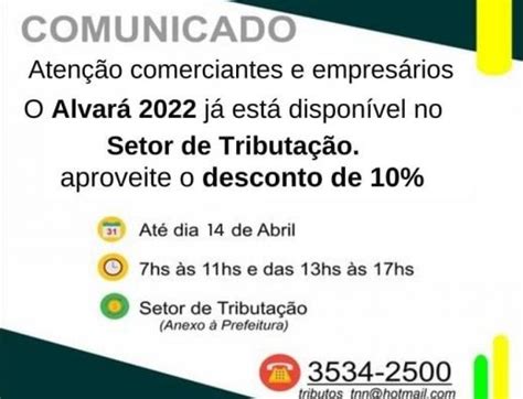 Atenção Comerciantes Pagamento Do Alvará 2022 Com Desconto De 10 Será