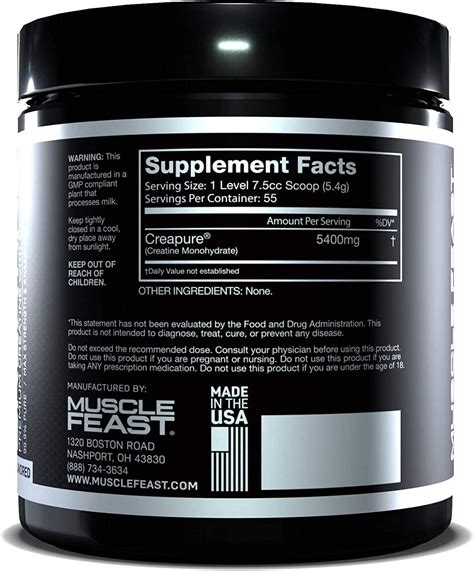 Muscle Feast Creapure Creatine Monohydrate Powder Unflavored 55