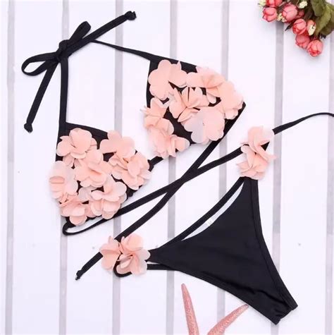 Women Handmade 3d Flower Bikini Girls Floral Bikinis Set Female