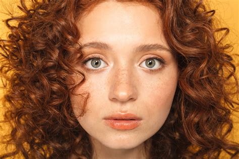 Premium Photo Close Up Portrait Of A Beautiful Curly Redhead Woman