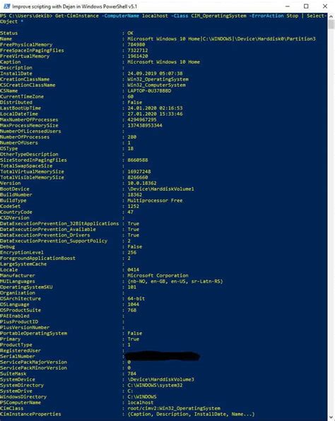 get the last boot time using powershell script improve scripting