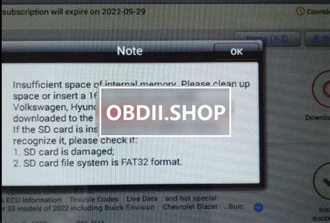 how to solve autel tools insufficient space memory issue obdii shop