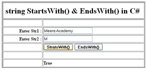 how to use string startswith and entswith in c