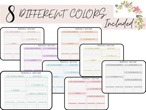 Monthly Review Printable Template Monthly Reflection Monthly Etsy