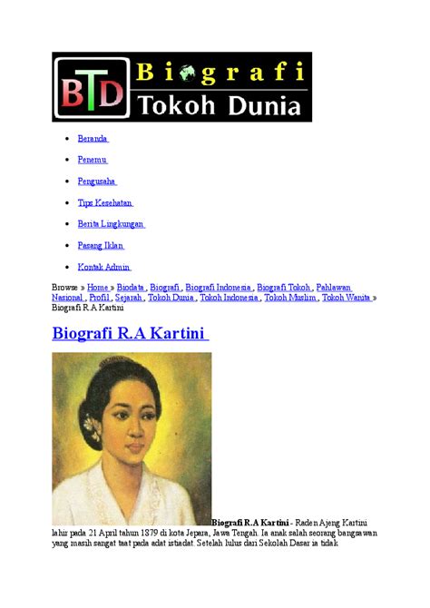 Biografi Pahlawan Raden Ajeng Kartini Ilustrasi