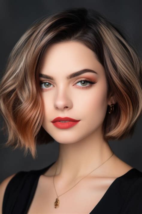 A Two Tone Feathered Bob With A Side Part Introduces A Striking