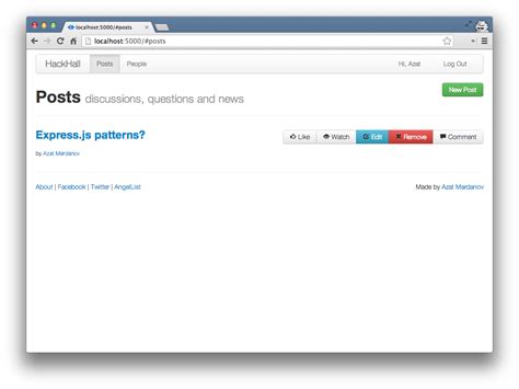 express js and mongoose example building hackhall webapplog [tech blog]