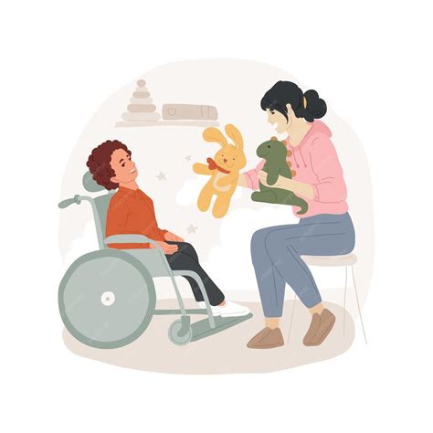Aider Les Enfants Handicapés Illustration Vectorielle De Dessin Animé