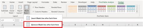 how to insert a blank row in excel pivot table myexcelonline