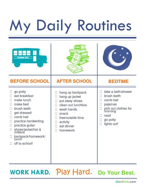 Free Printable Morning And Evening Routine Charts Printable Templates