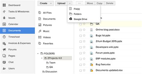 zoho projects integration with zoho docs