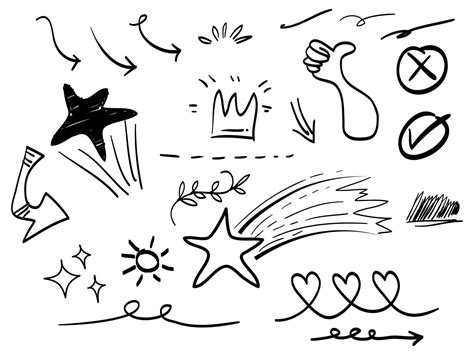 Conjunto Desenhado à Mão De Elementos Abstratos De Doodle Em Quadrinhos
