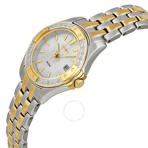 Seiko Mother Of Pearl Dial Two Tone Stainless Steel Ladies Watch Sxde84