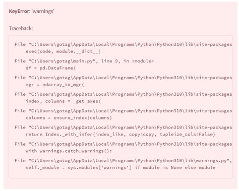 keyerror `warnings` 🎈 using streamlit streamlit