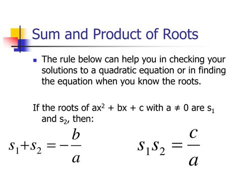 Finding The Sum And Product Of Roots