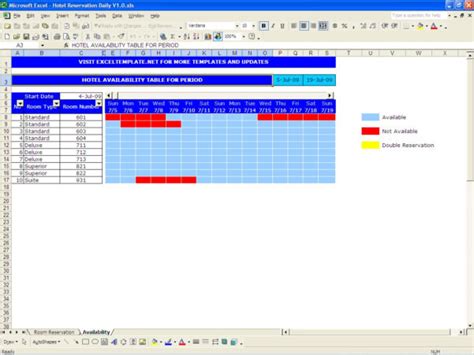 excel spreadsheet booking system — db