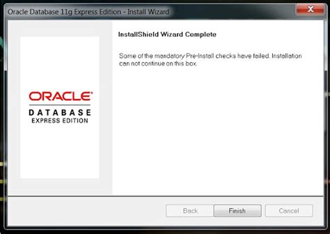 checking for oracle xe service instance failed