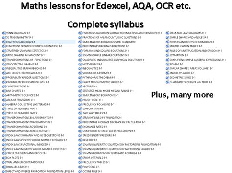 gcse maths all syllabus topics edexcel aqa ocr etc teaching resources
