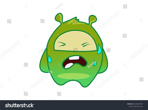 Cute Green Monster Vector Illustration Isolated Stock Vector Royalty