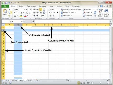number of rows in excel 2010