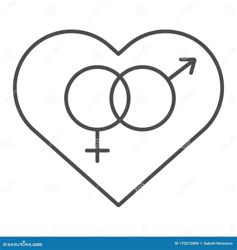 Heterosexual Symbol In Heart Thin Line Icon Romantic Hetero Heart