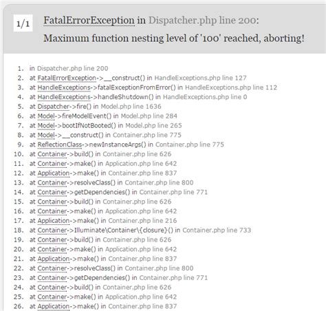maximum function nesting level of 100 reached — model exception by