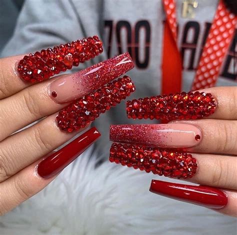 Lovely Nails Red Acrylic Nails Bling Acrylic Nails Red Nails