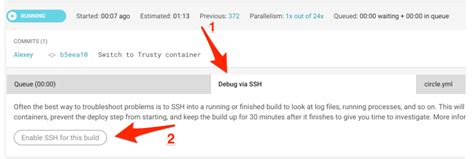 circleci debug via ssh