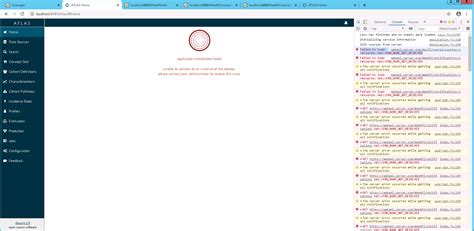 atlas setup failing application initialization failed