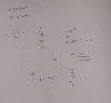 find the slope of normal to the curve x a sec theta y