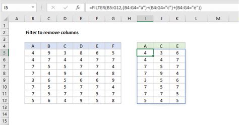 filter to remove columns excel formula exceljet