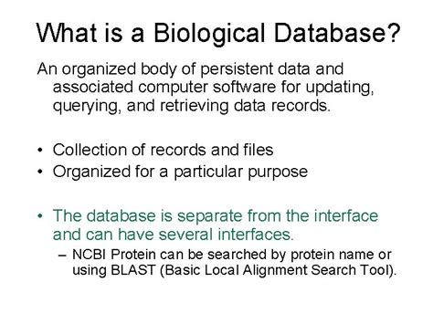Biological Databases What Types Of Data Are Available