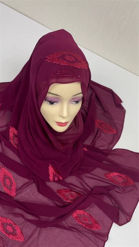 2022 New Arrival Chiffon Hijab Scarf Women Hot Drilling Chiffon Shimmer