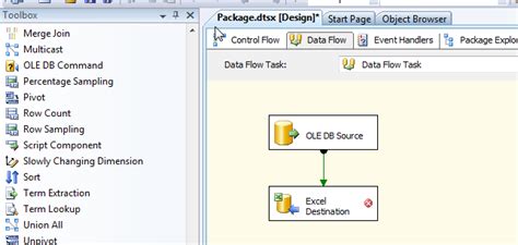 ssis data transform task sql to excel file