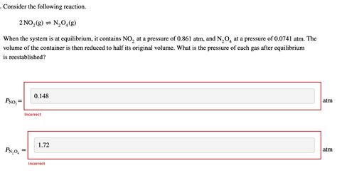Solved Consider The Following Reaction 2no2 G ⇌n2o4 G